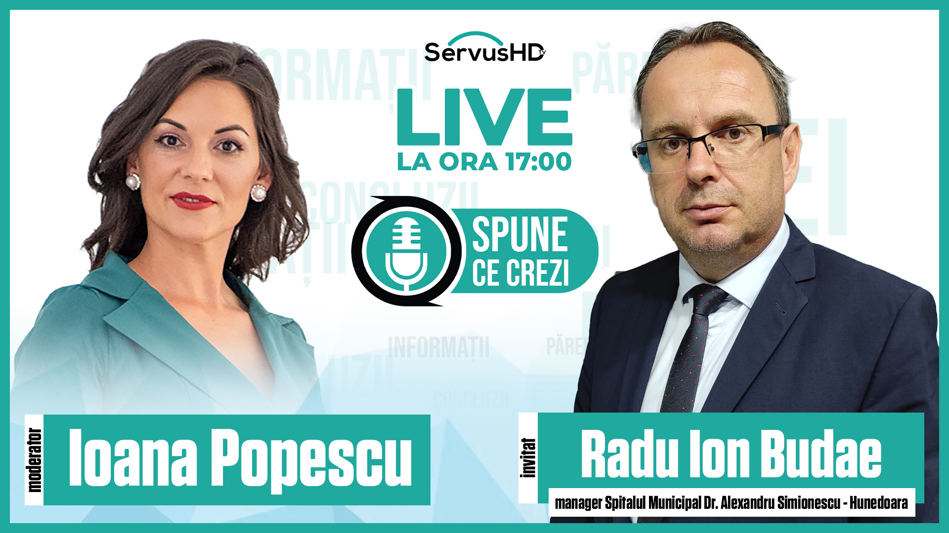 Spune Ce Crezi - invitat: Radu Ion Budae, manager Spitalul Municipal Dr. Alexandru Simionescu ...